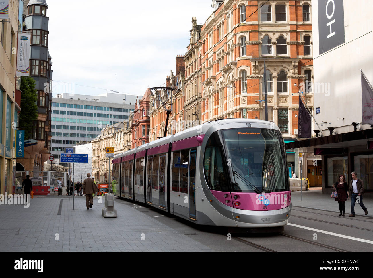 31st May 2016. Birmingham, West Midlands, England, UK. A tram travels ...