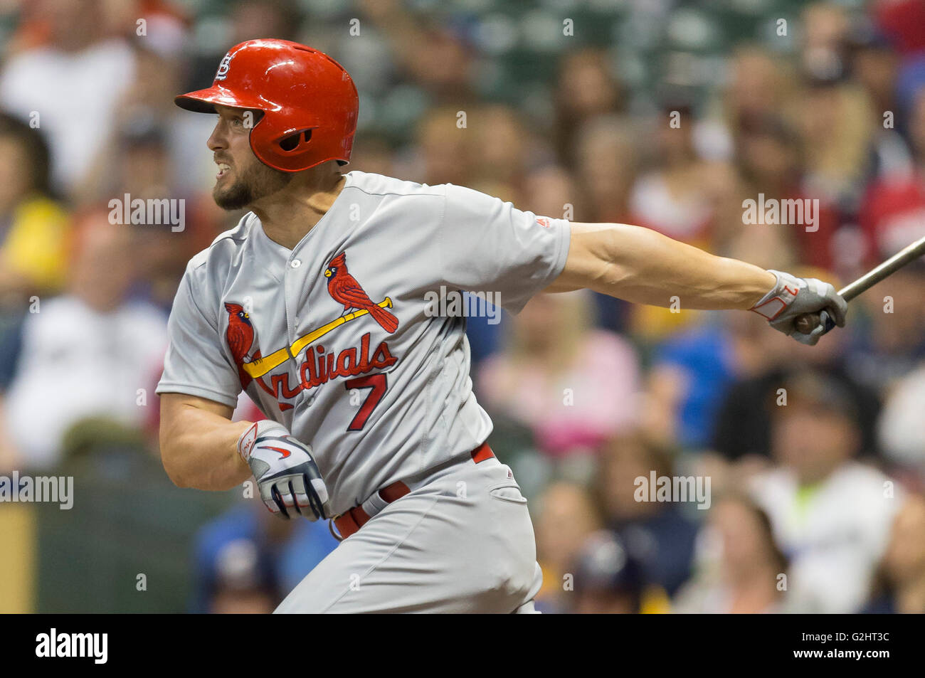 Milwaukee, WI, USA. 31st May, 2016. St. Louis Cardinals left fielder ...