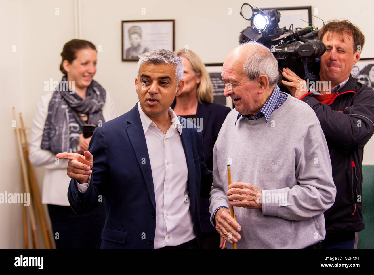 London, UK. 1 June 2016. Sadiq Khan, Mayor London, meets pensioner ...