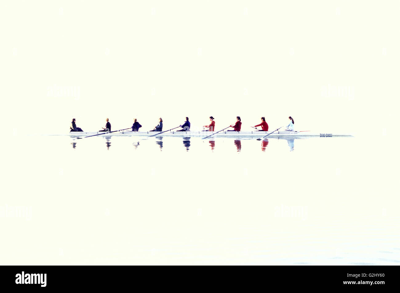 Crew Team in Boat Stock Photo - Alamy