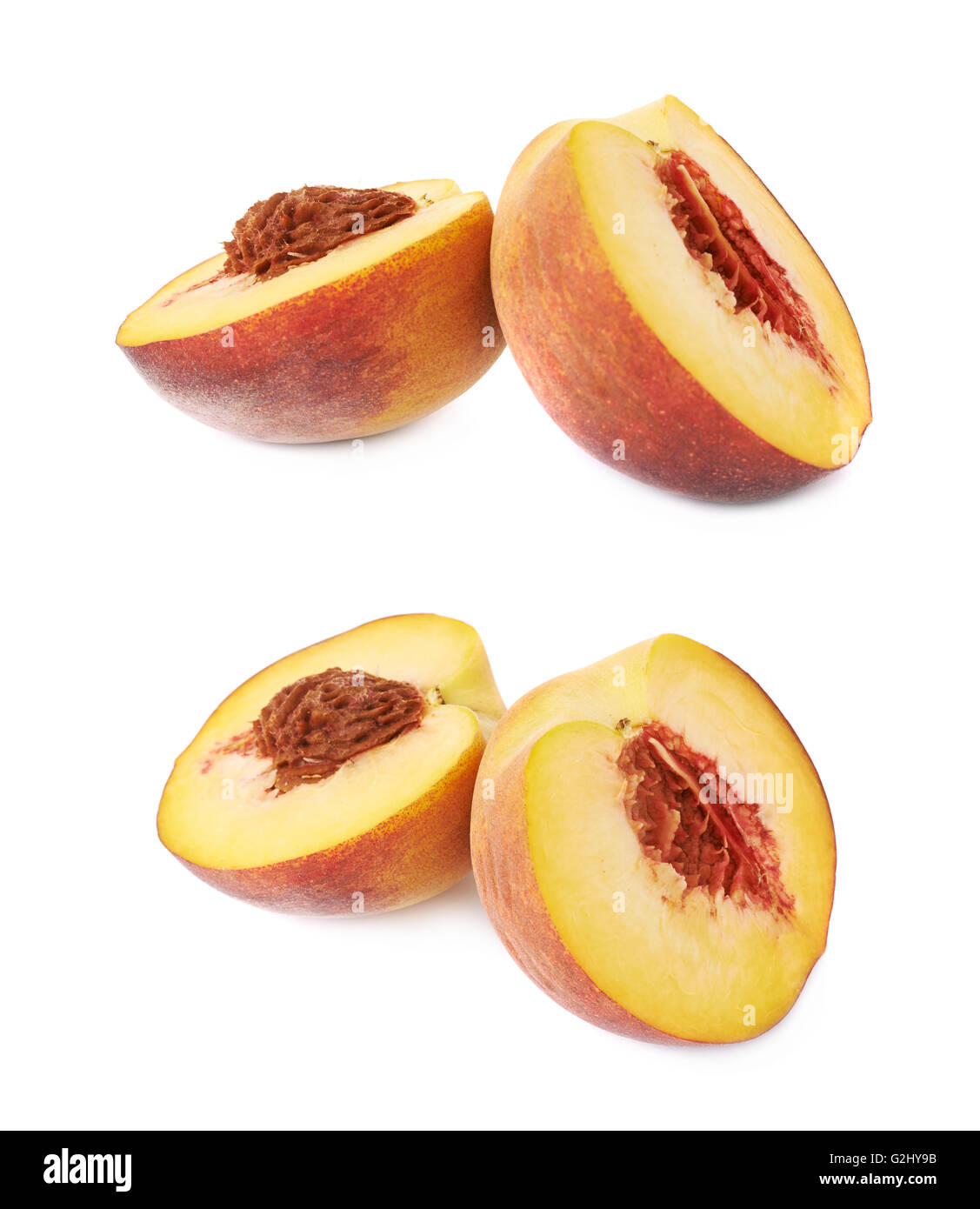 Set fruit peach halves hi-res stock photography and images - Alamy