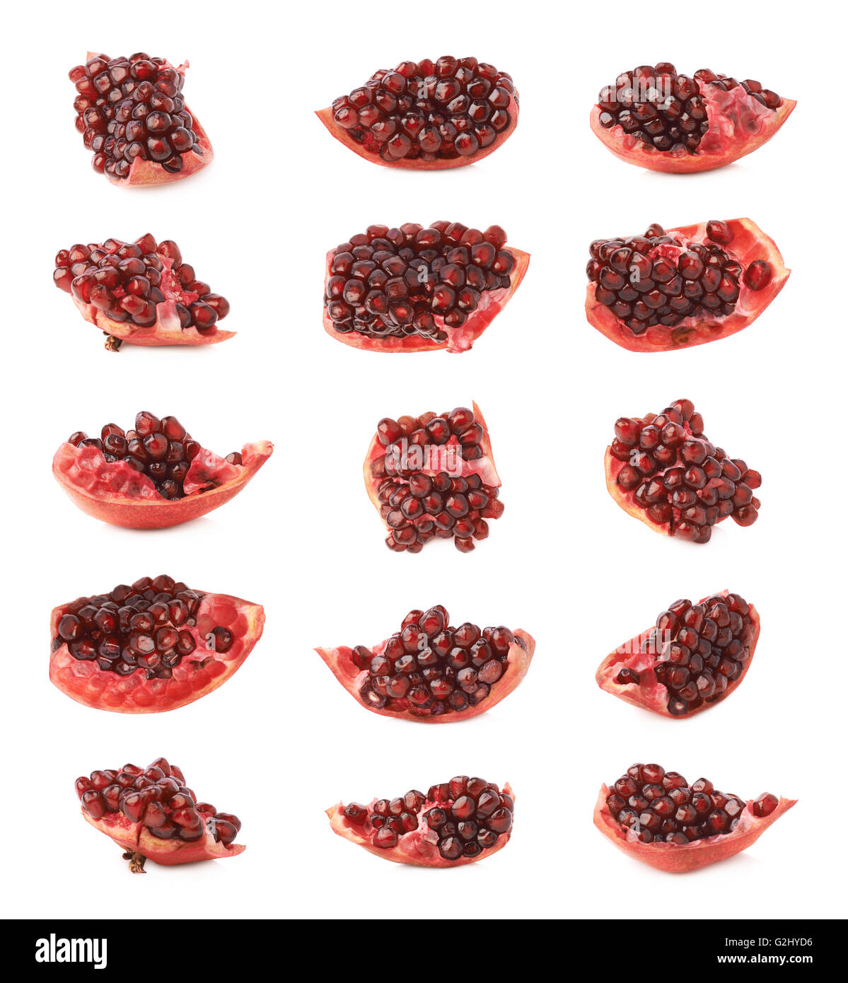 Pomegranate fruit's fragment isolated Stock Photo - Alamy