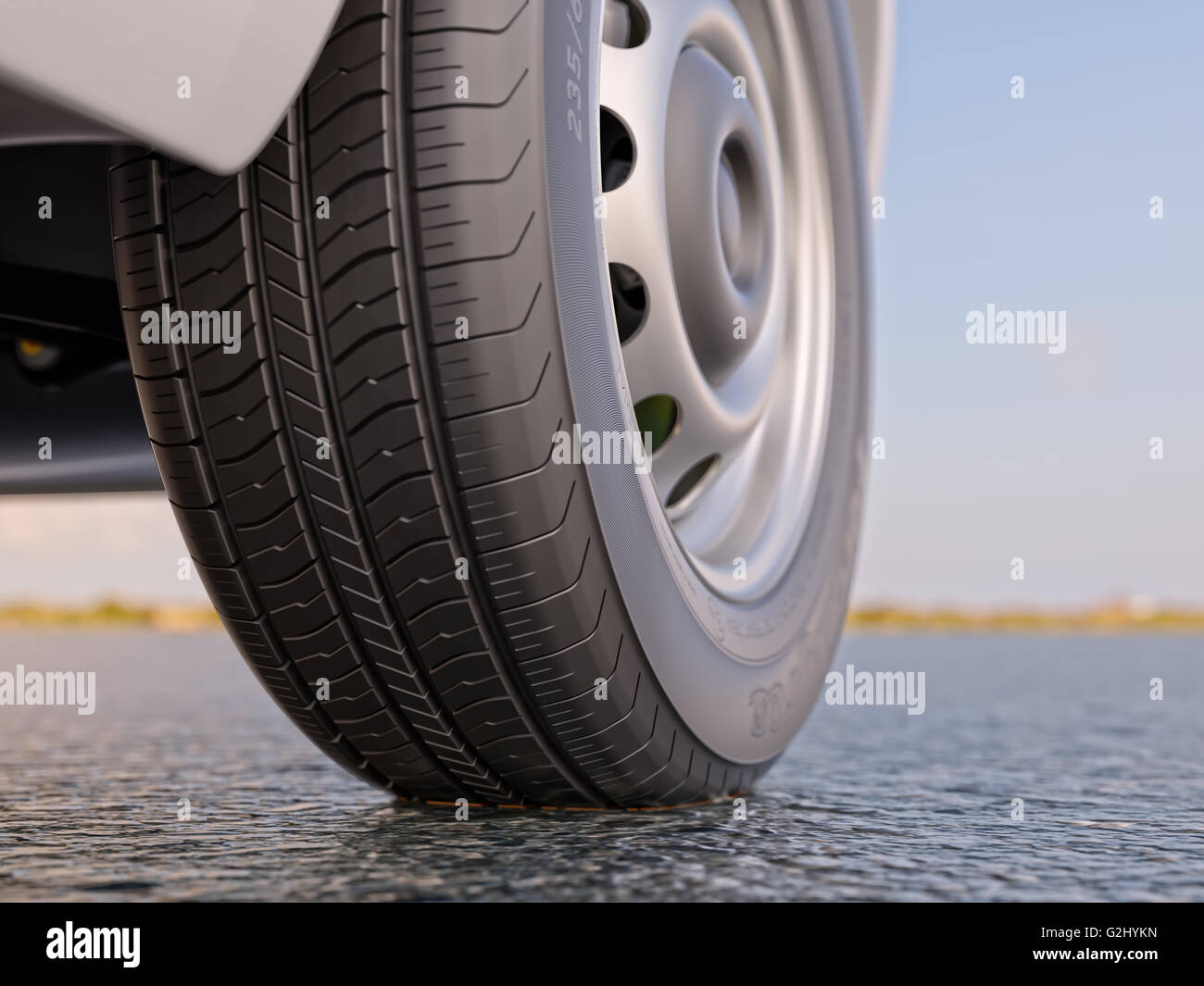 Van wheel close-up 3d illustration Stock Photo - Alamy