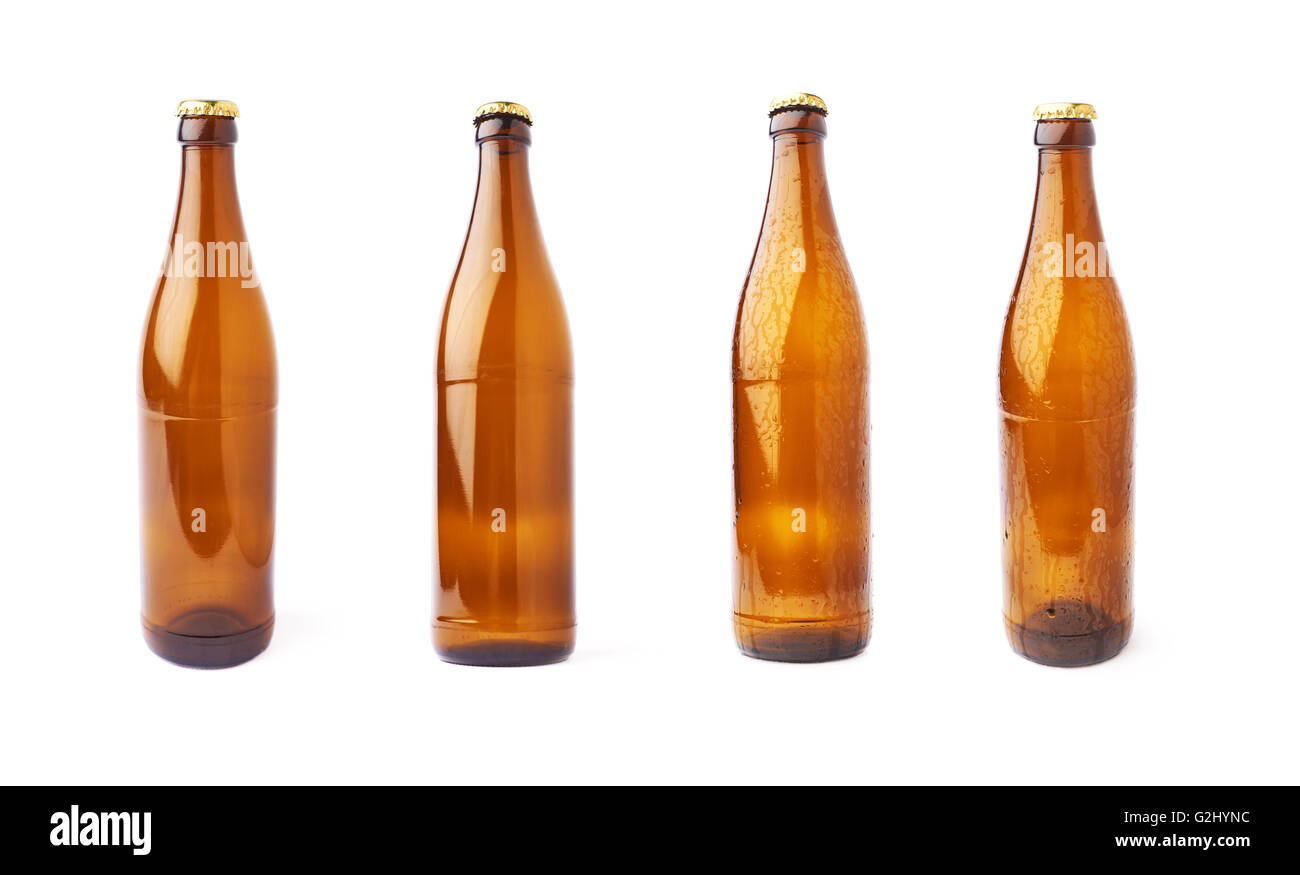 Empty beer glass bottle isolated over white background Stock Photo - Alamy