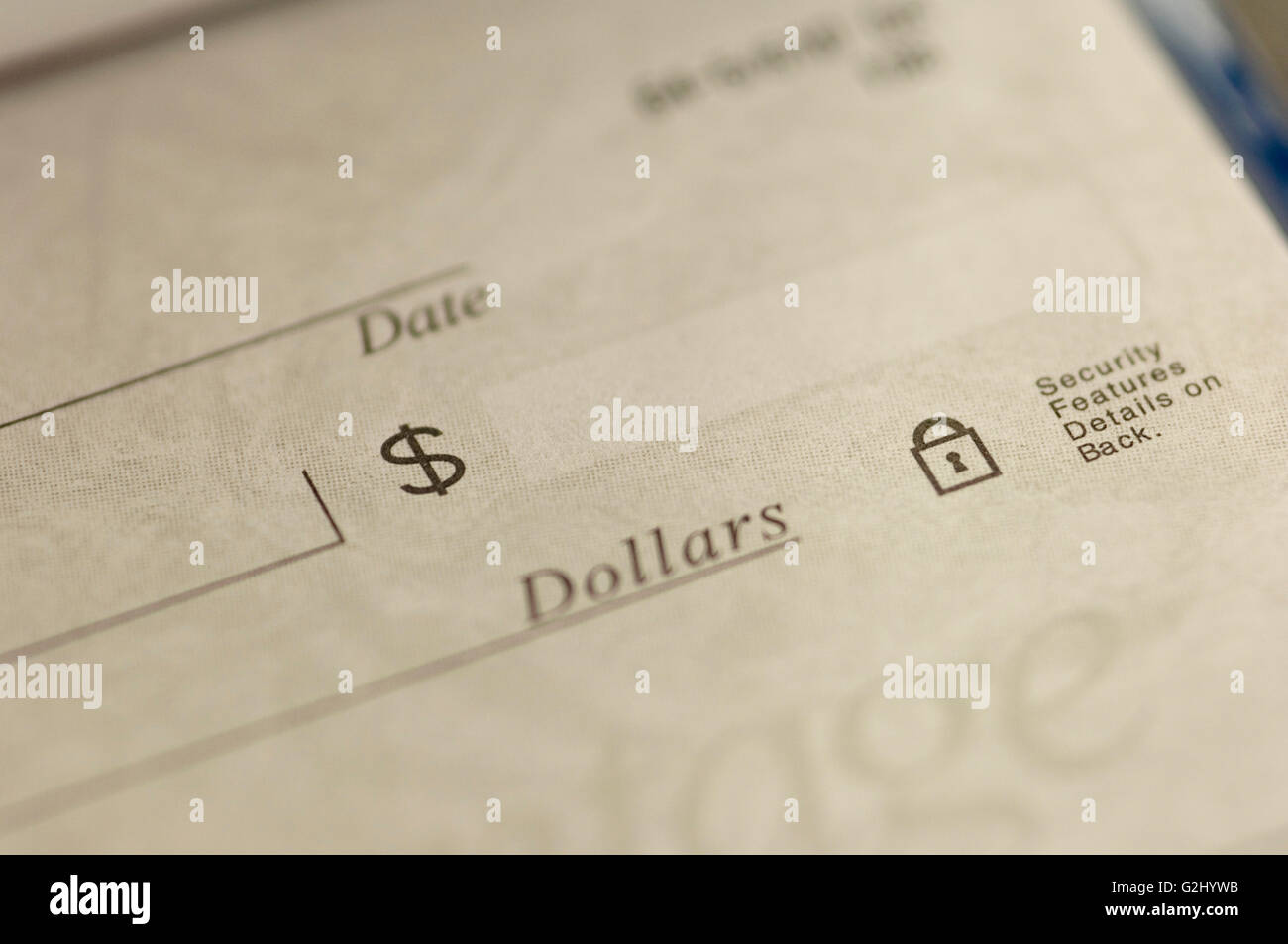 Close-up Detail of Blank Personal Check Stock Photo - Alamy