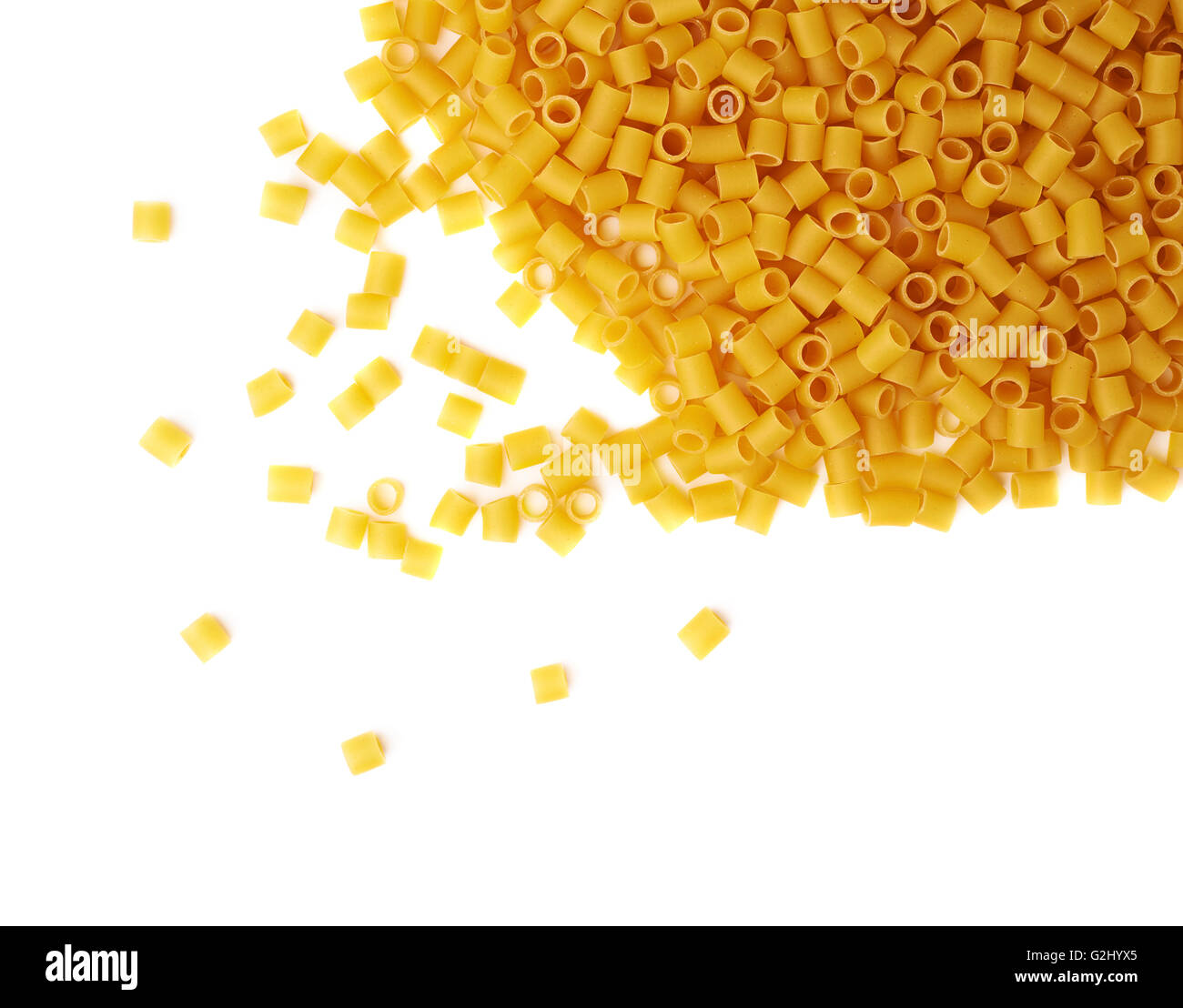 Pile of dry ditalini pasta over isolated white background Stock Photo ...