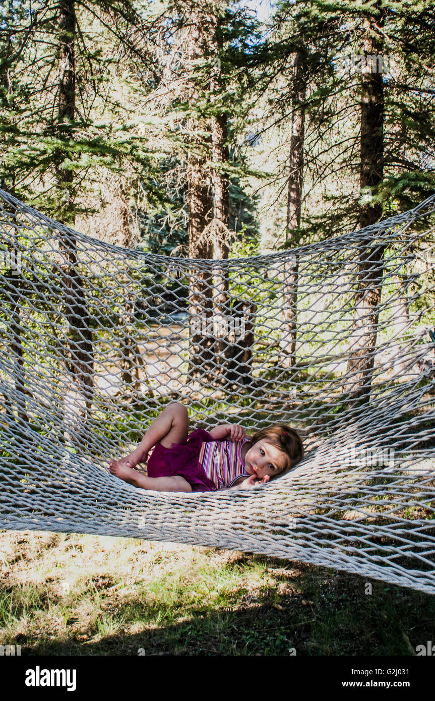 Young Girl in Hammock Stock Photo - Alamy