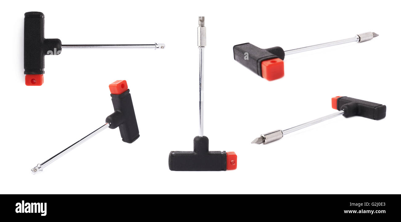 Set of t-shape screwdriver isolated over white background Stock Photo ...