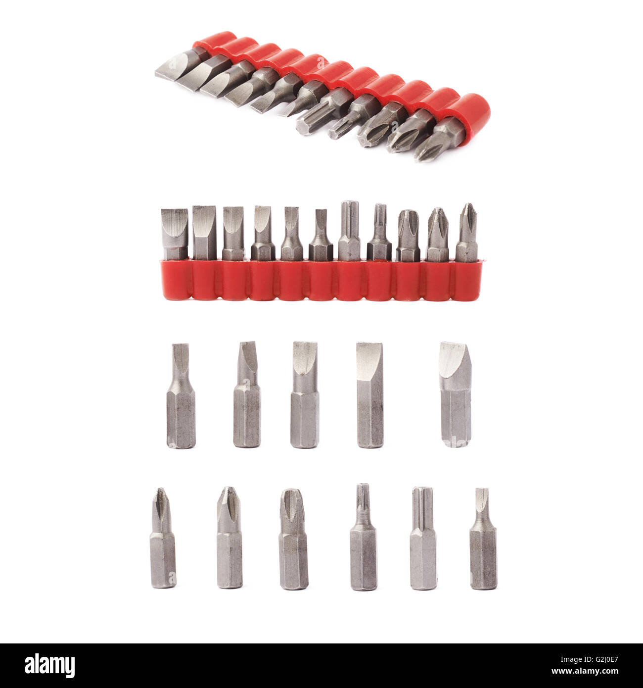 Set of screwdriver bits set over white isolated background Stock Photo ...