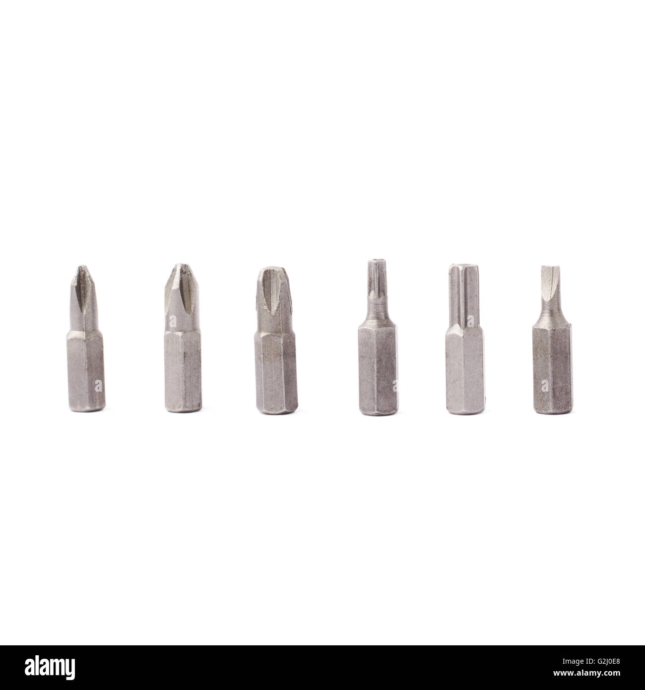 Screwdriver bits set over white isolated background Stock Photo - Alamy