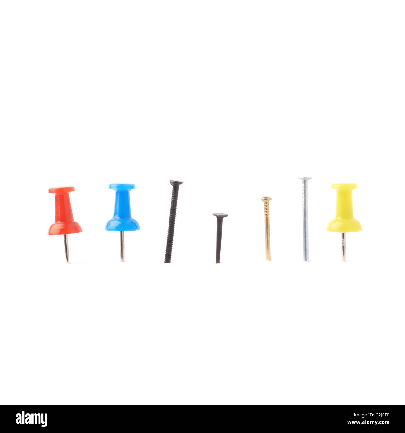 Collection of pins and nails over white isolated background Stock Photo ...
