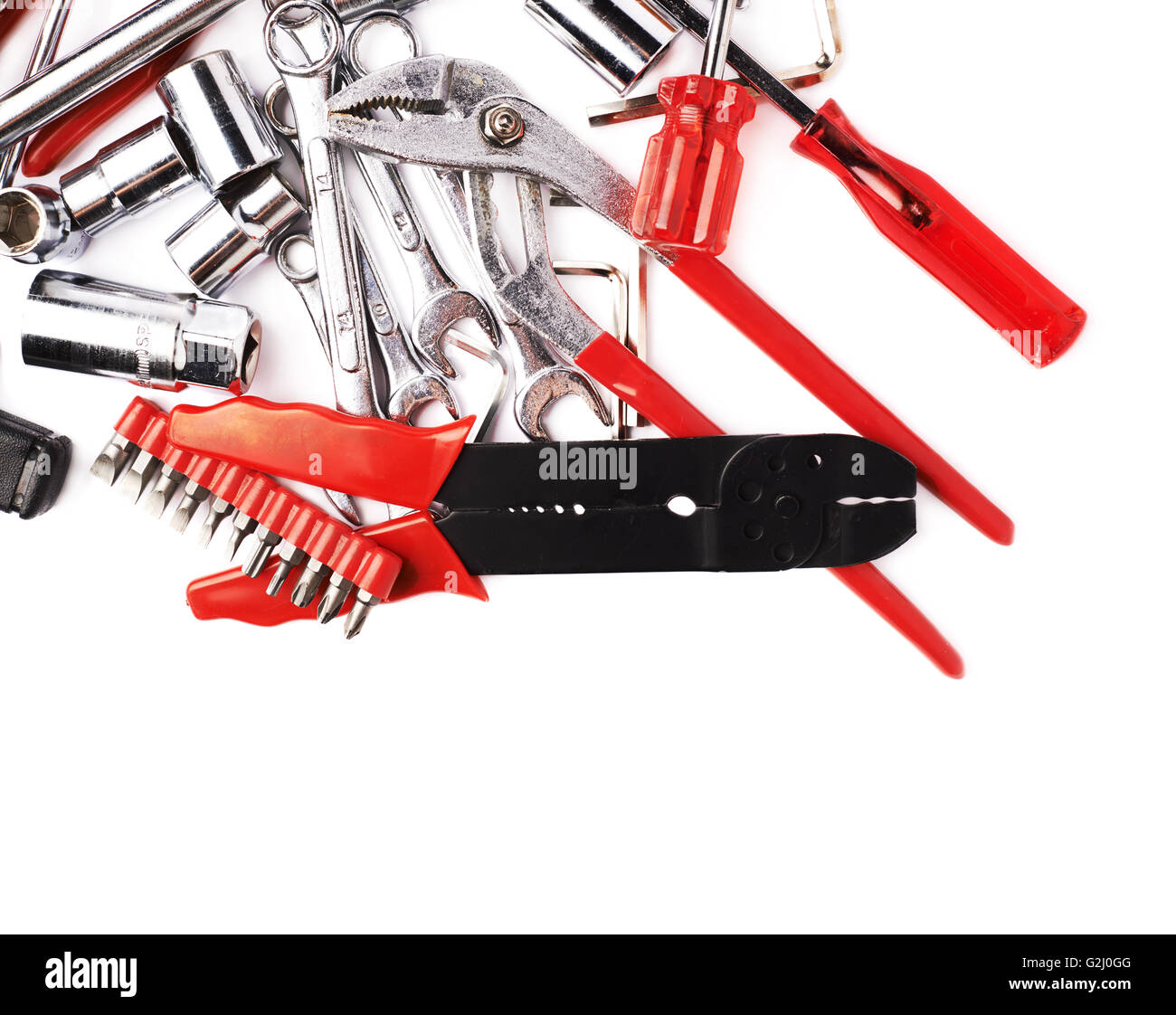 Set of tools over white isolated background Stock Photo - Alamy