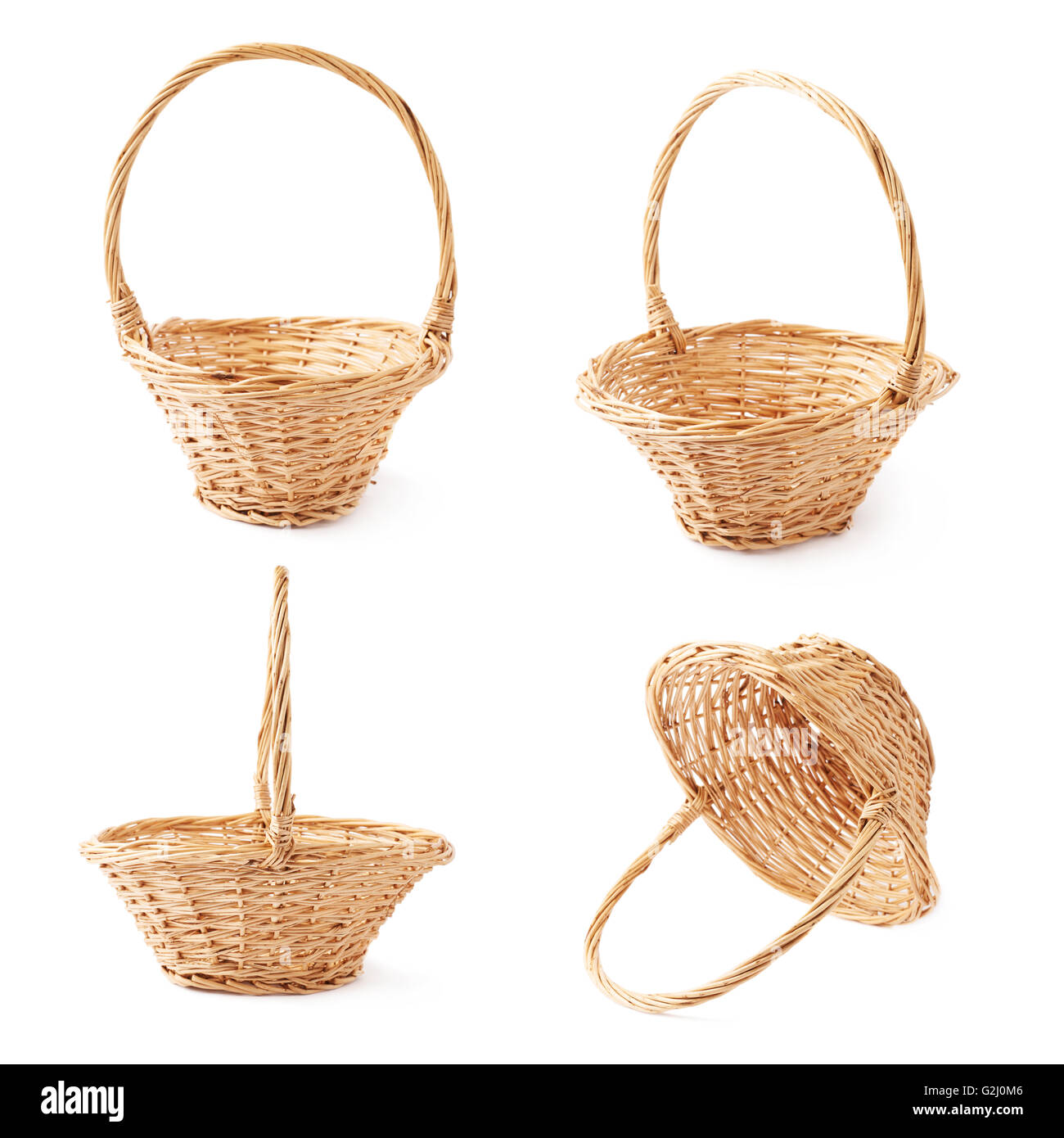 Set of brown wicker basket isolated over the white background Stock ...