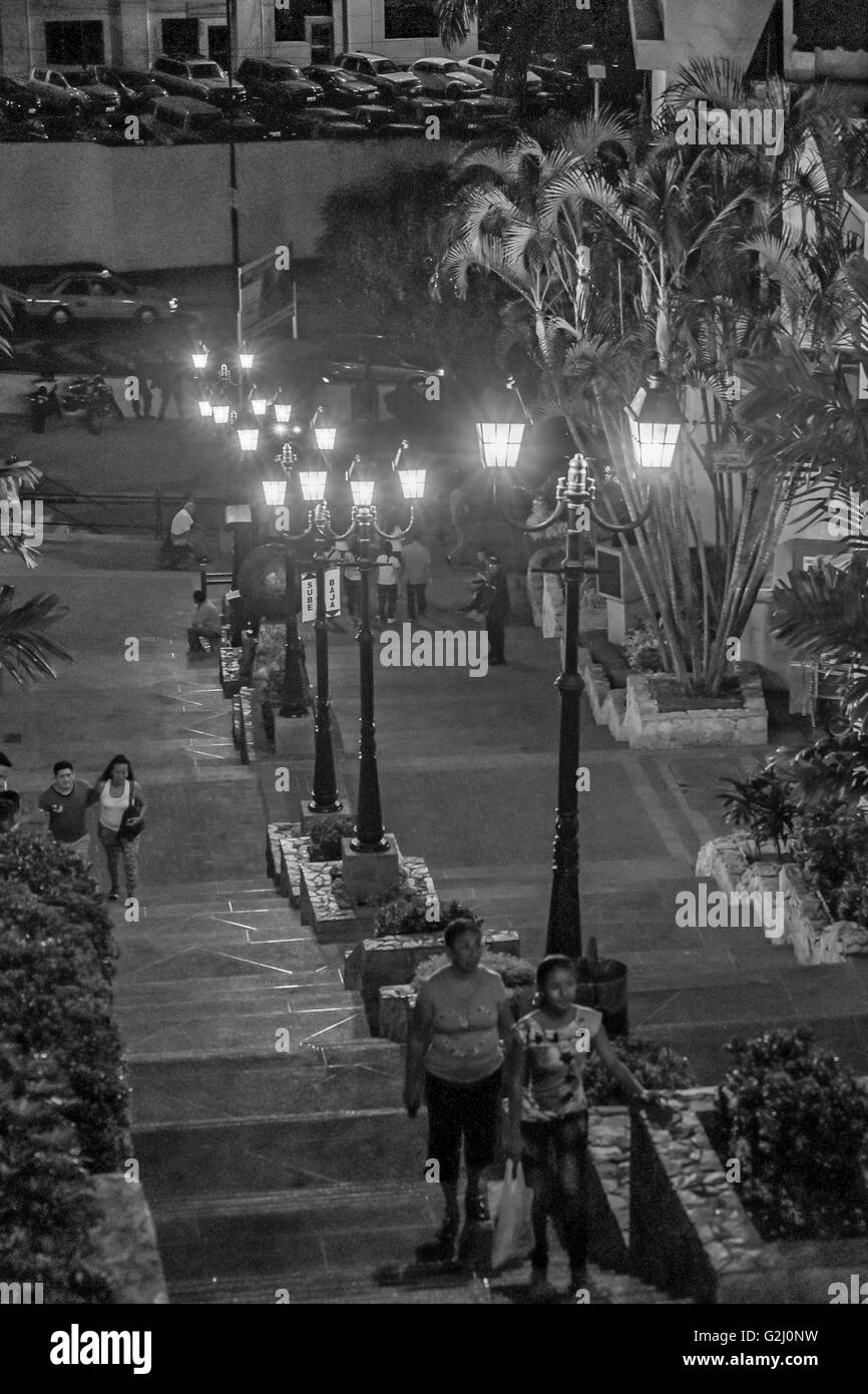 GUAYAQUIL, ECUADOR, OCTOBER - 2015 - Night urban scene of people ...
