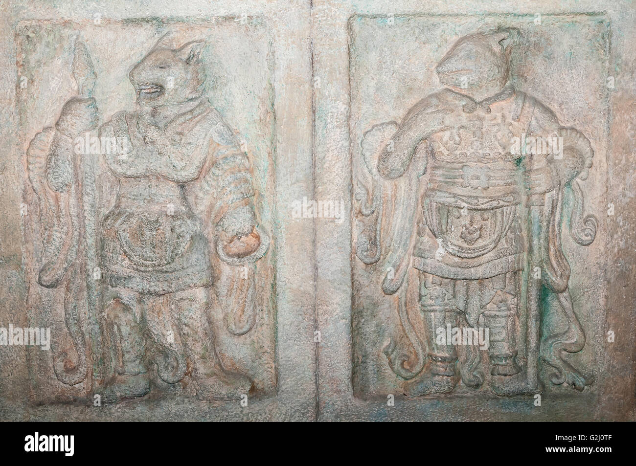 Chinese/Korean zodiac carvings, tiger and rabbit, The War Memorial of ...