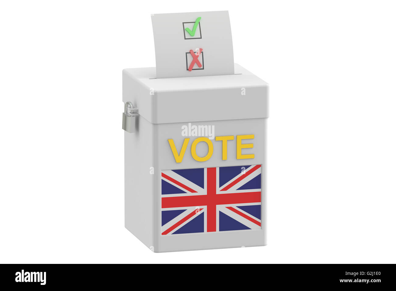 ballot box with flag of United Kingdom, 3D rendering isolated on white ...