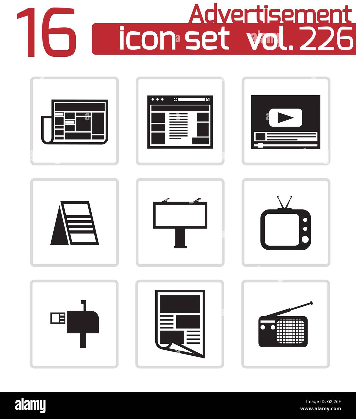 Vector black advertisement icons set Stock Vector Image & Art - Alamy