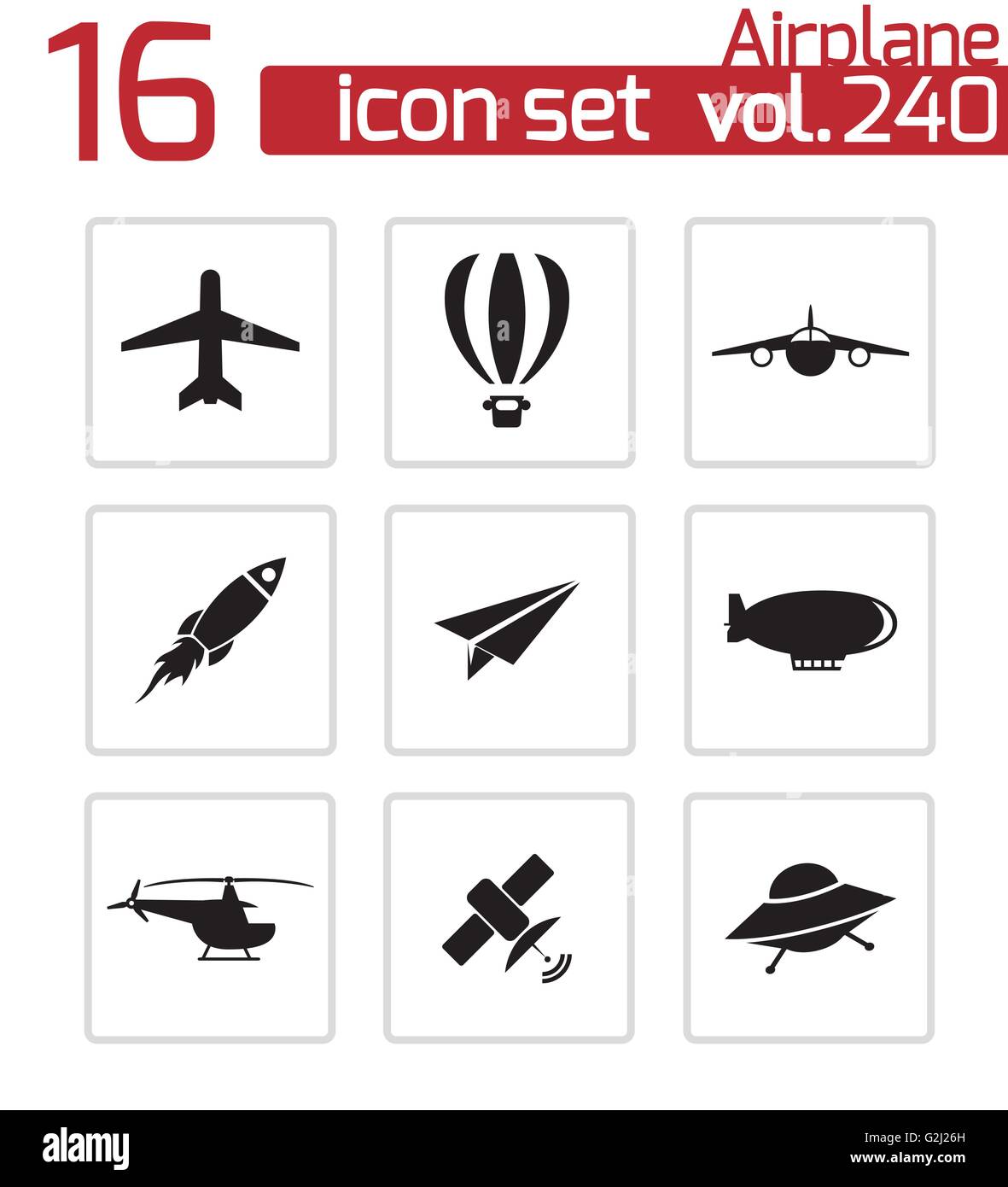 Vector black airplane icons set Stock Vector Image & Art - Alamy