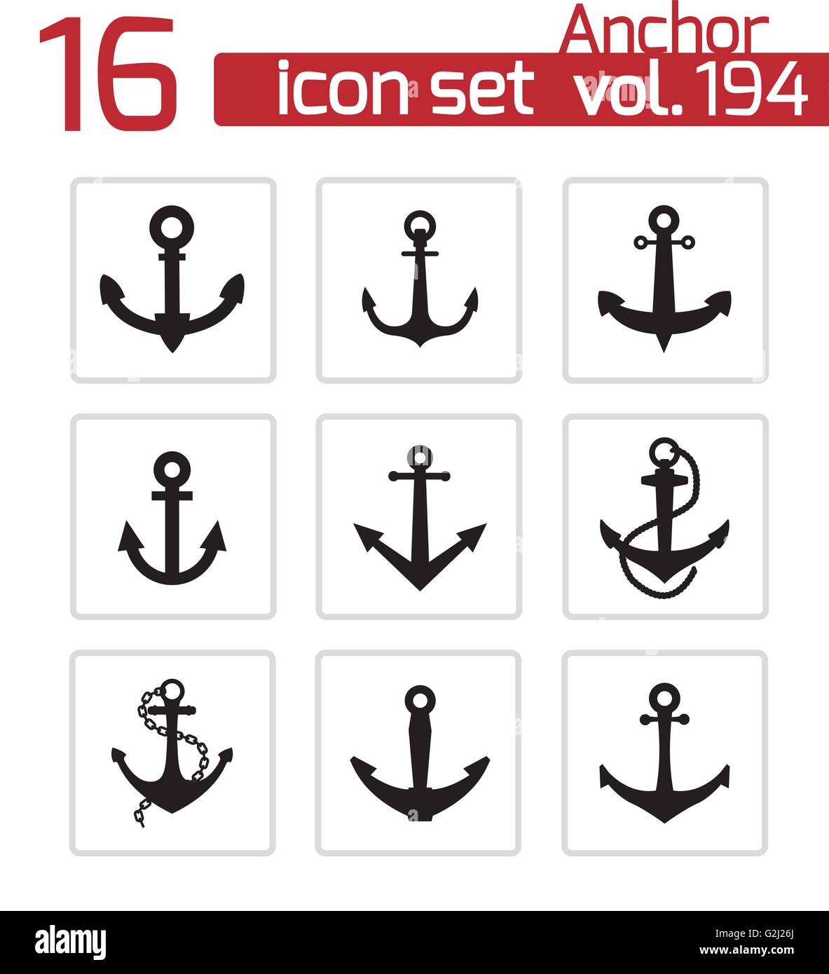 Vector black anchor icons set Stock Vector Image & Art - Alamy