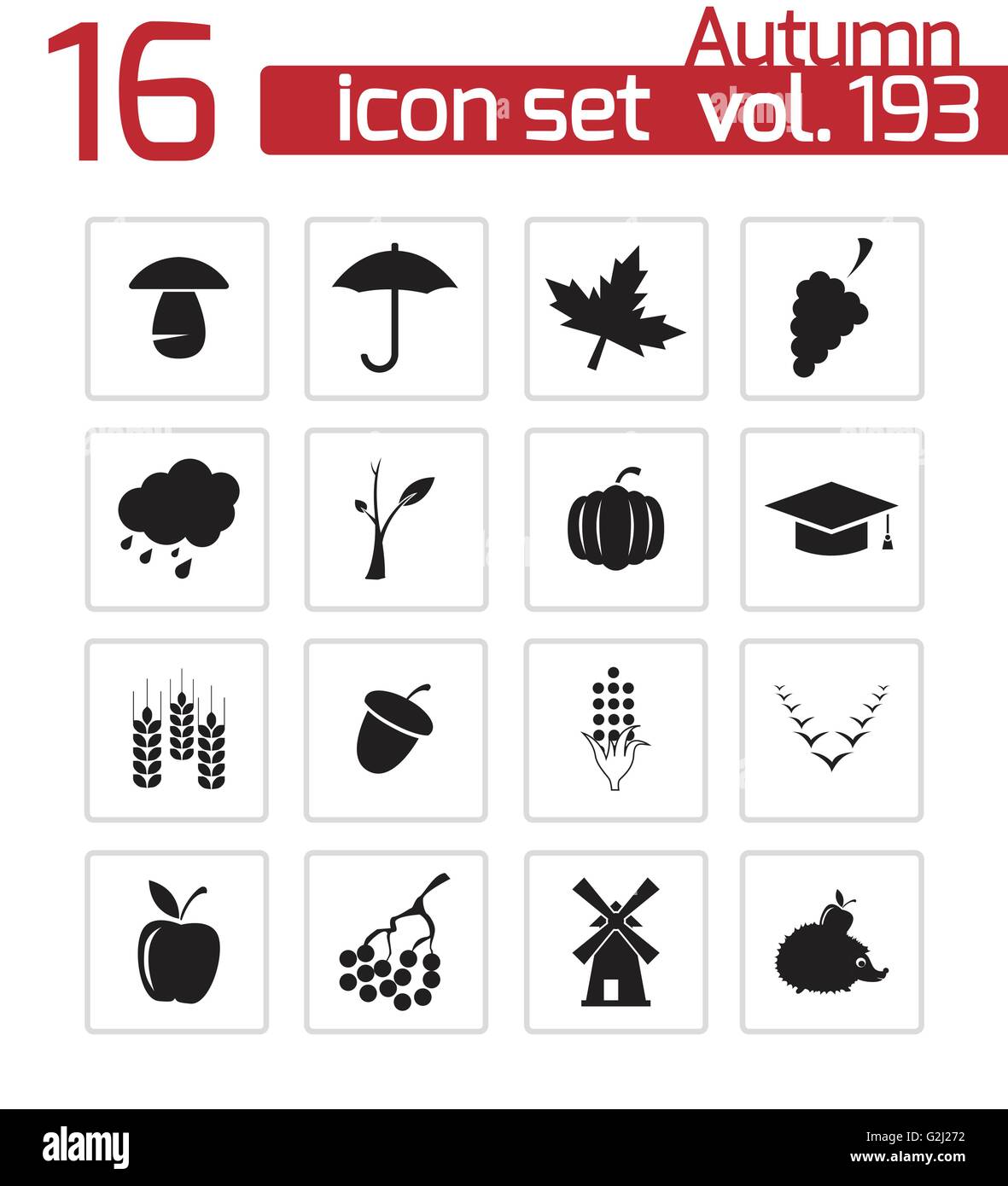 Vector black autumn icons set Stock Vector Image & Art - Alamy