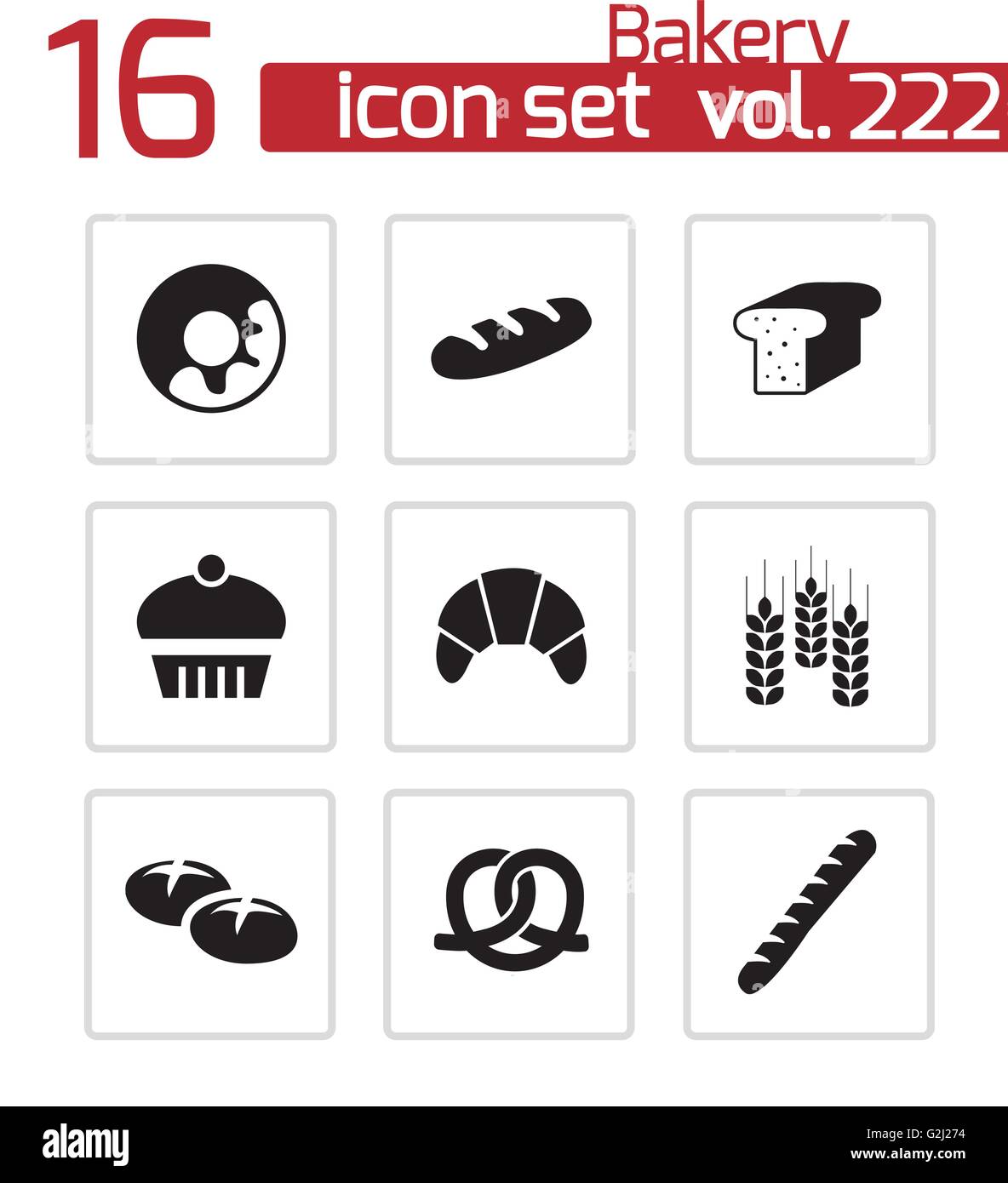 Vector black bakery icons set Stock Vector Image & Art - Alamy
