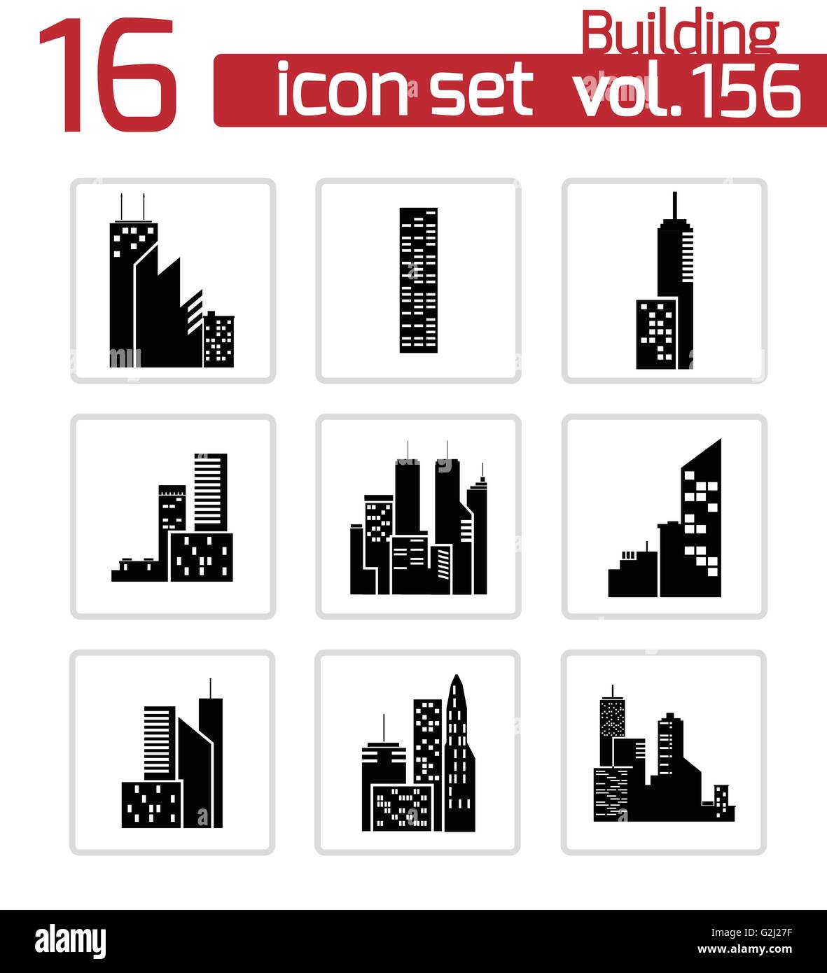 Vector black building icons set Stock Vector Image & Art - Alamy