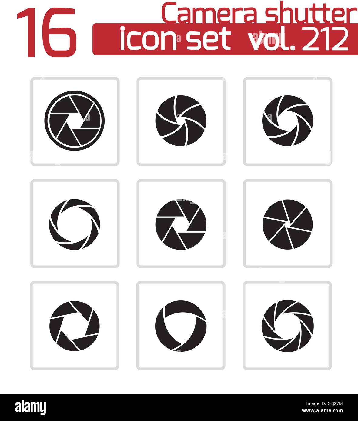 Vector black camera shutter icons set Stock Vector Image & Art - Alamy
