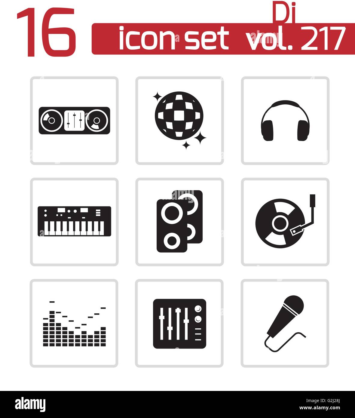 Vector black dj icons set Stock Vector Image & Art - Alamy