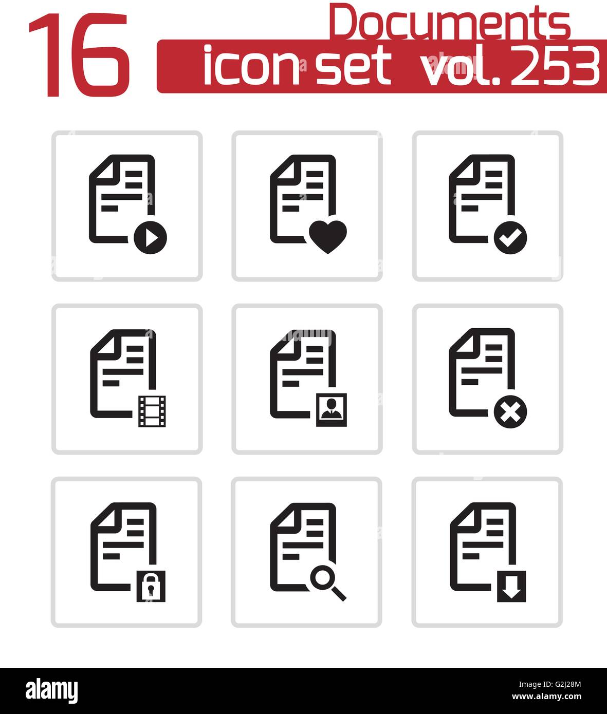 Vector black documents icons set Stock Vector Image & Art - Alamy