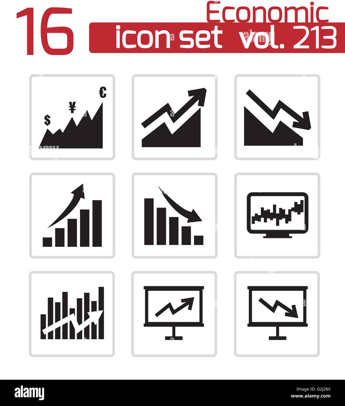 Vector black economic icons set Stock Vector Image & Art - Alamy