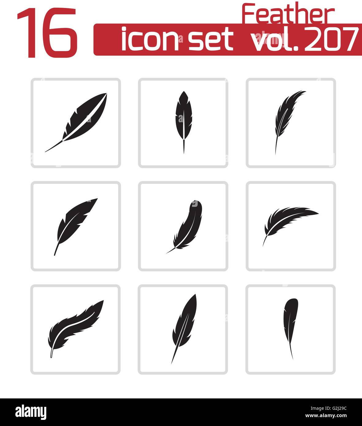Vector black feather icons set Stock Vector Image & Art - Alamy