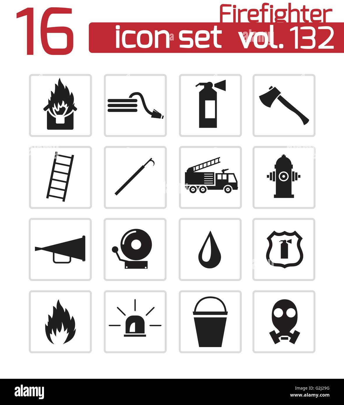 Ladder fire engine firefighters Stock Vector Images - Alamy