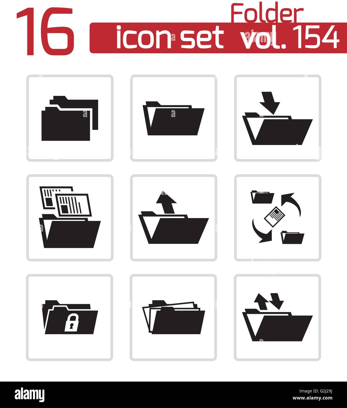 Vector black folder icons set Stock Vector Image & Art - Alamy