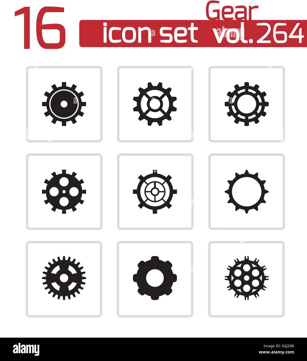 Vector black gear icons set Stock Vector Image & Art - Alamy