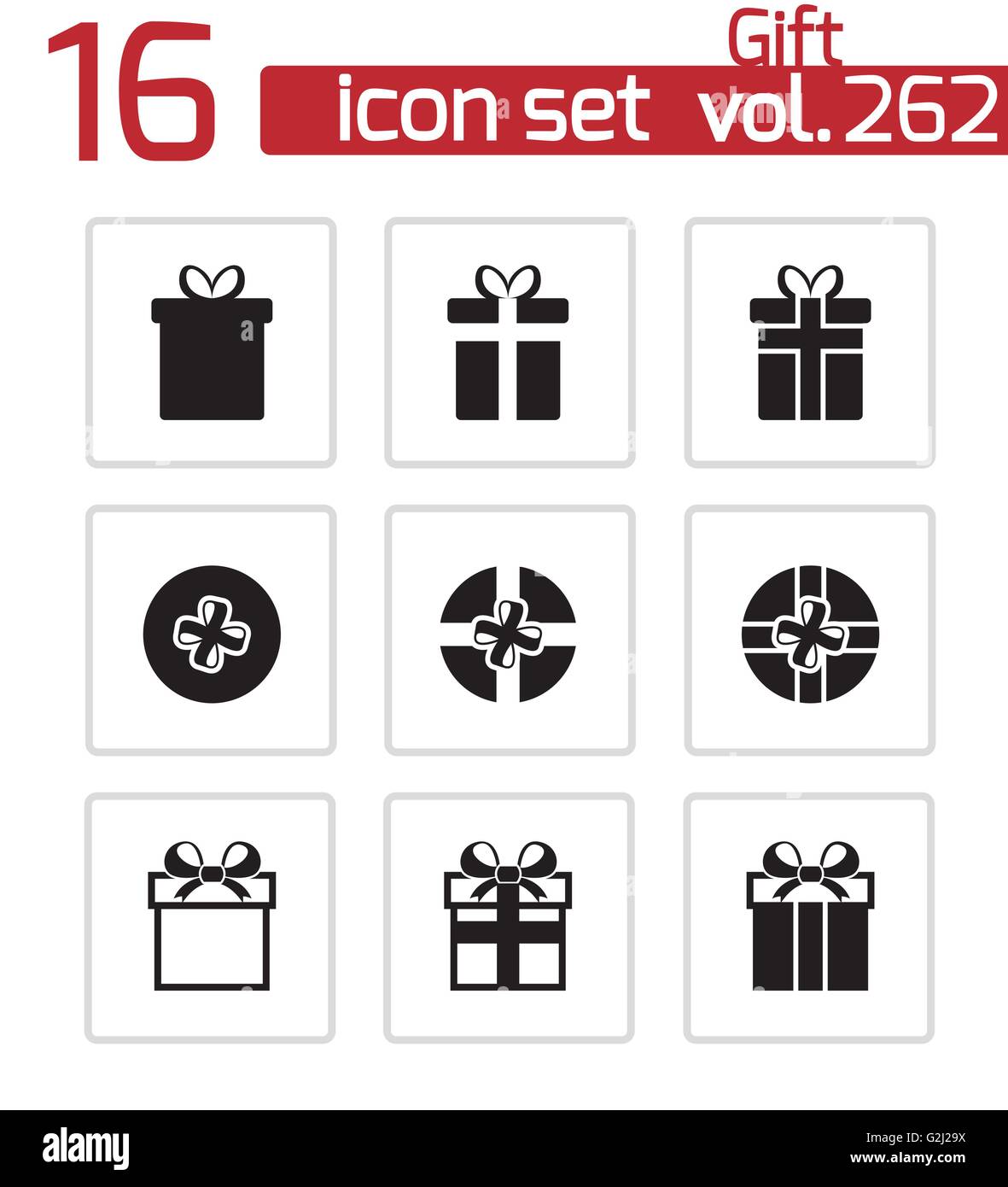 Vector black gift icons set Stock Vector Image & Art - Alamy