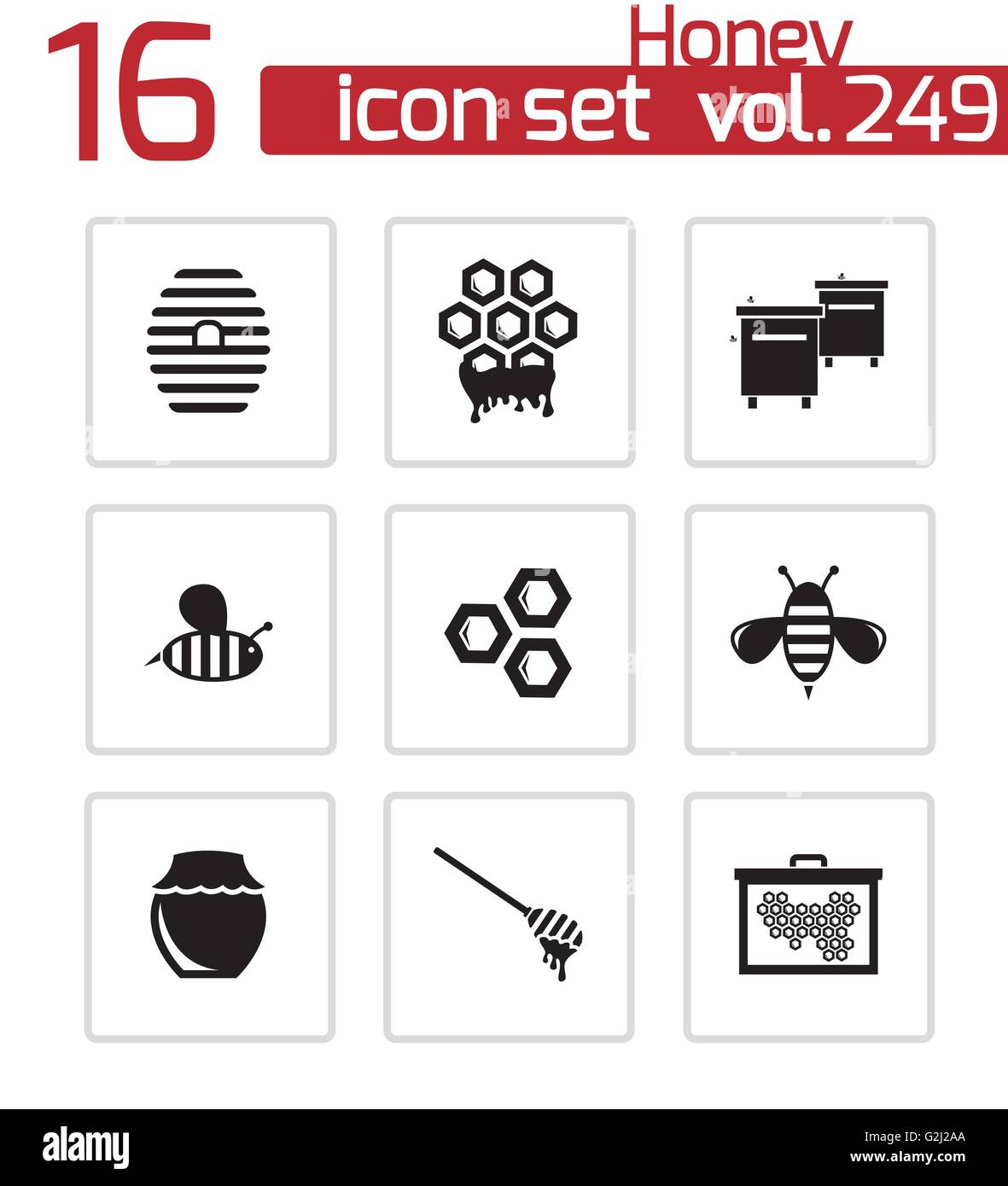 Vector black honey icons set Stock Vector Image & Art - Alamy