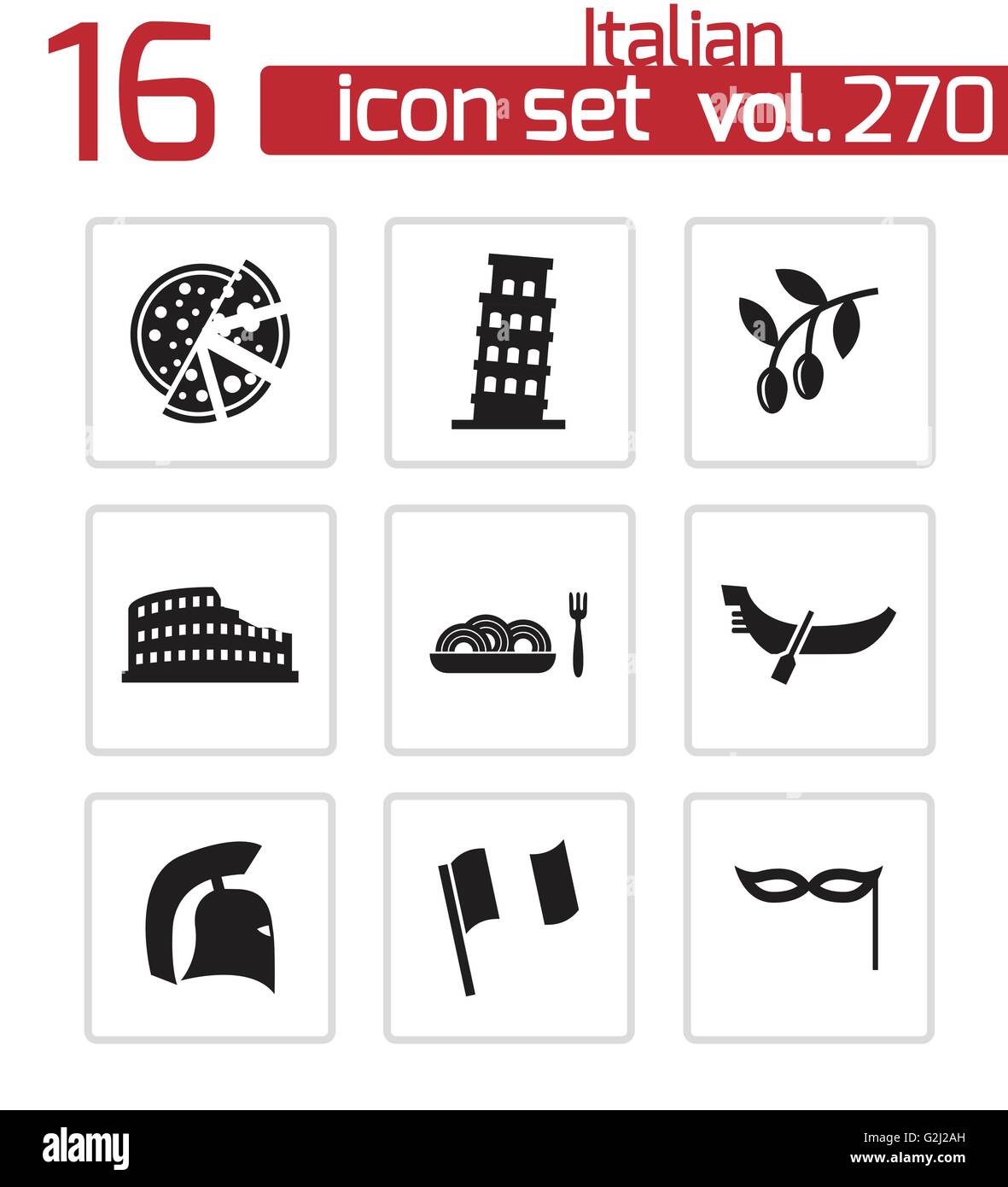 Vector black italian icons set Stock Vector Image & Art - Alamy