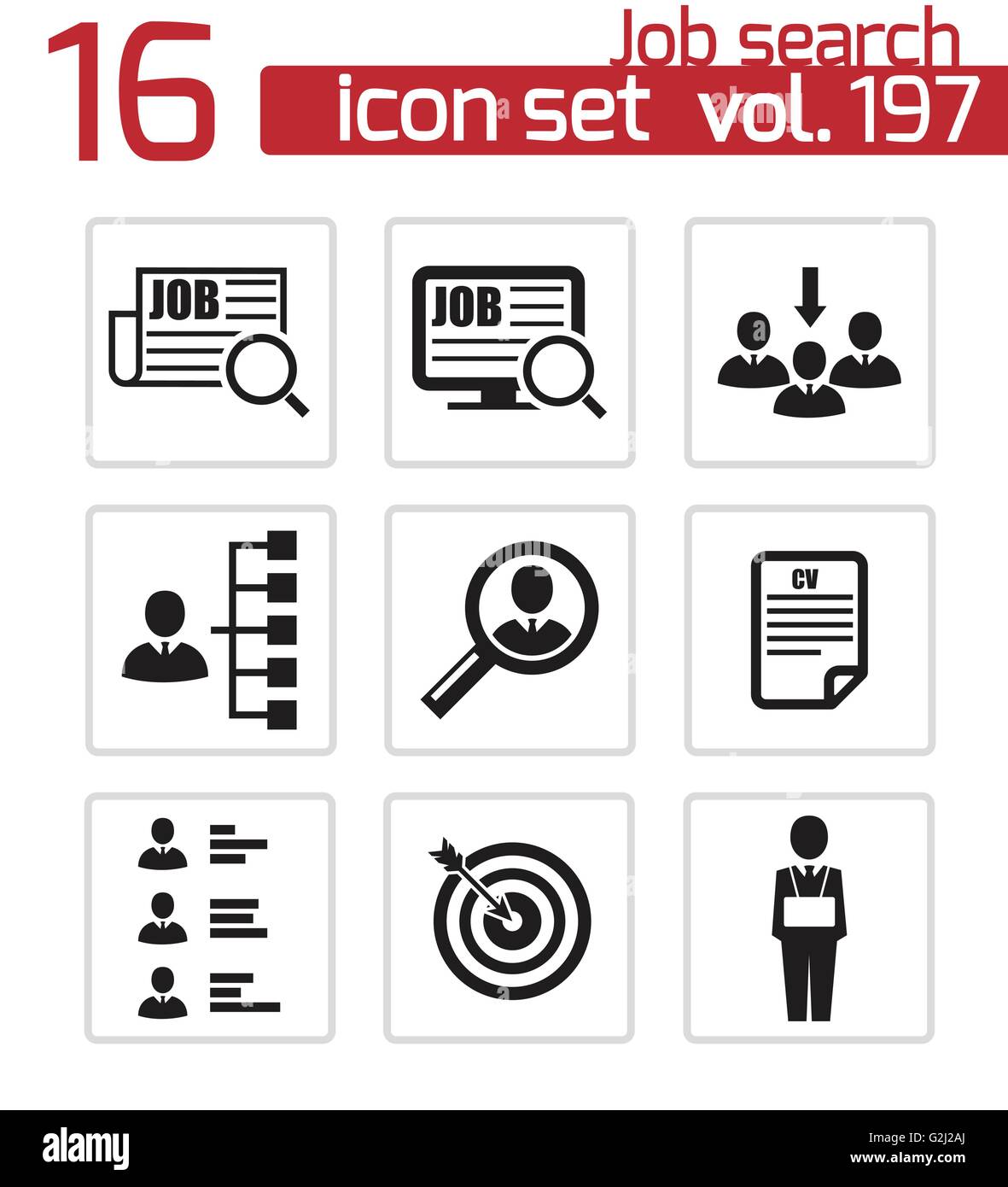 Vector black job search icons set Stock Vector Image & Art - Alamy