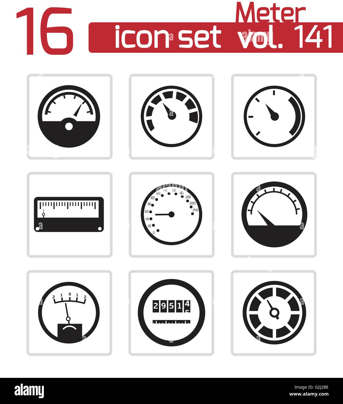 Vector black meter icons set Stock Vector Image & Art - Alamy