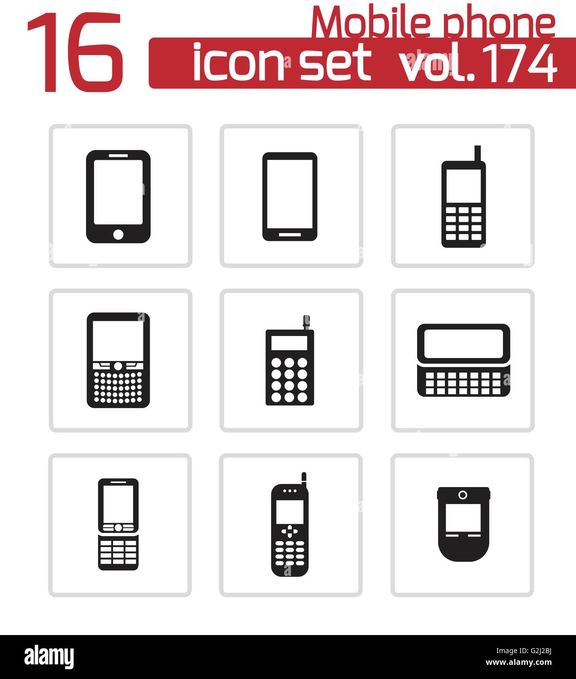 Vector black mobile phone icons set Stock Vector Image & Art - Alamy