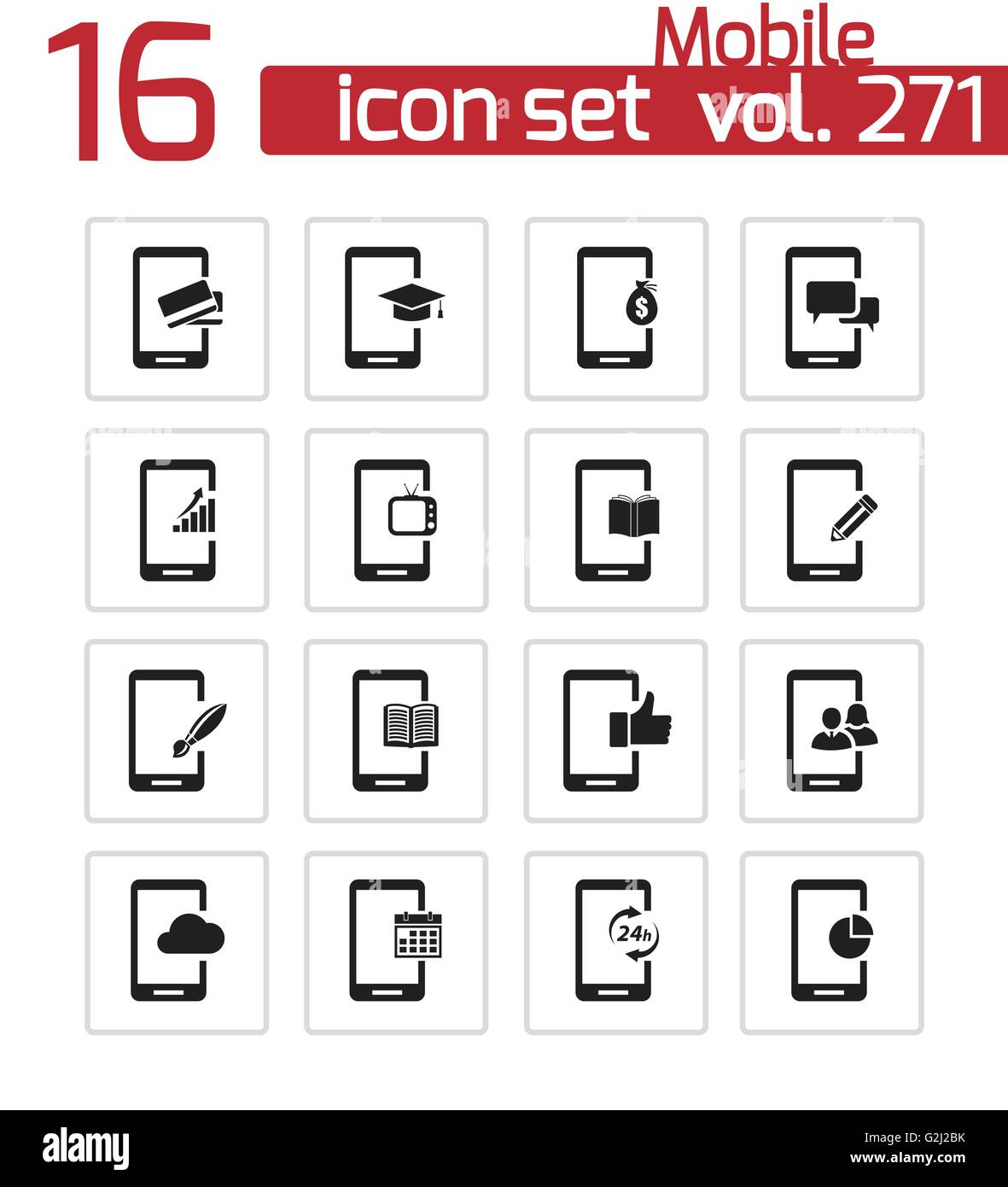 Vector black mobile icons set Stock Vector Image & Art - Alamy