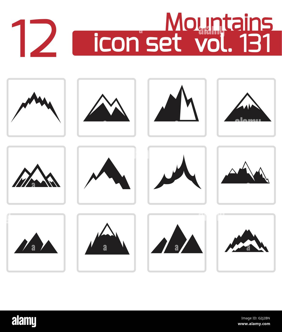 Vector black mountains icons set Stock Vector Image & Art - Alamy