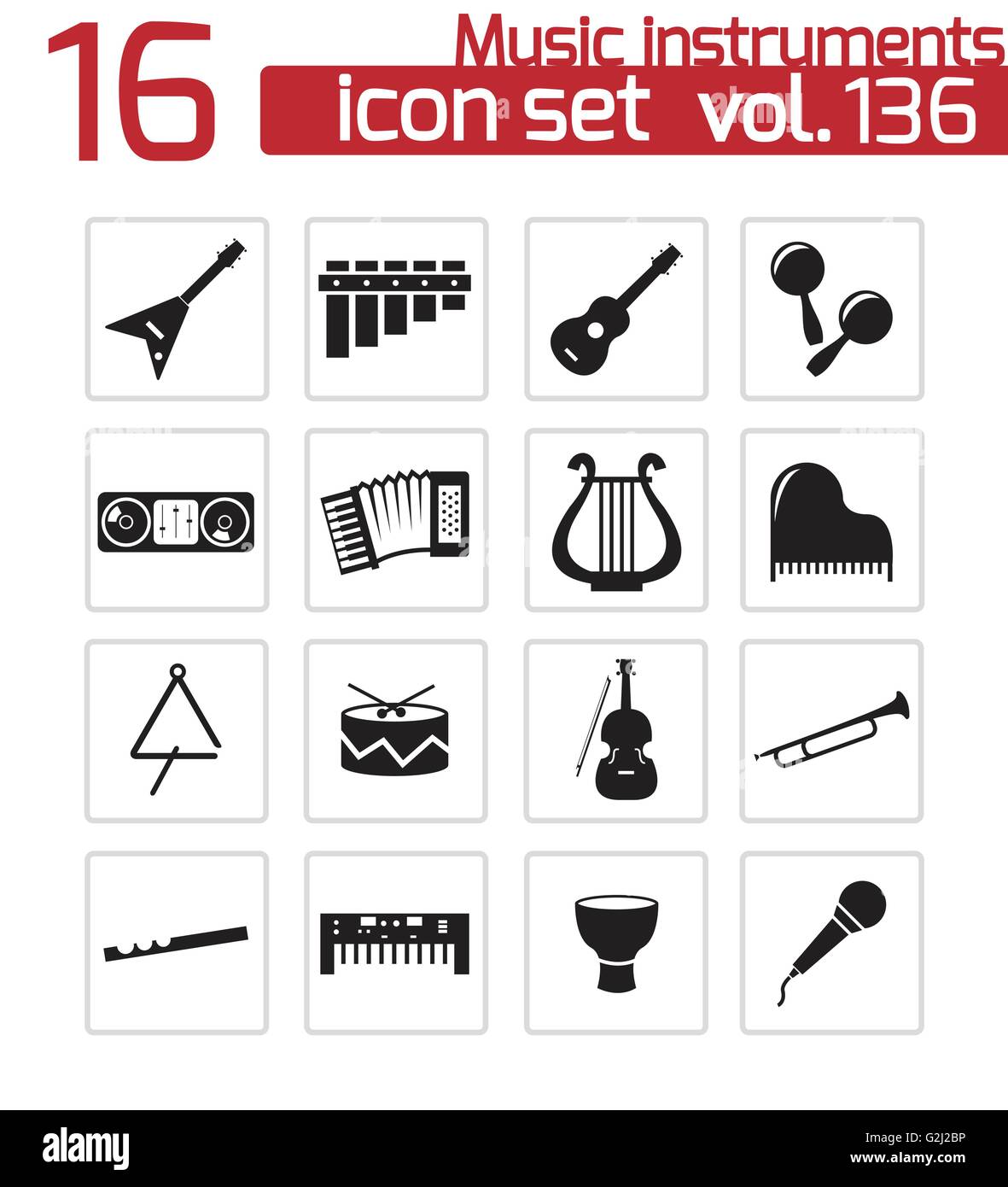 Vector black music instruments icons set Stock Vector Image & Art - Alamy