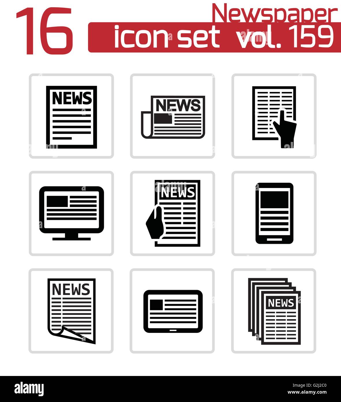 Vector black newspaper icons set Stock Vector Image & Art - Alamy