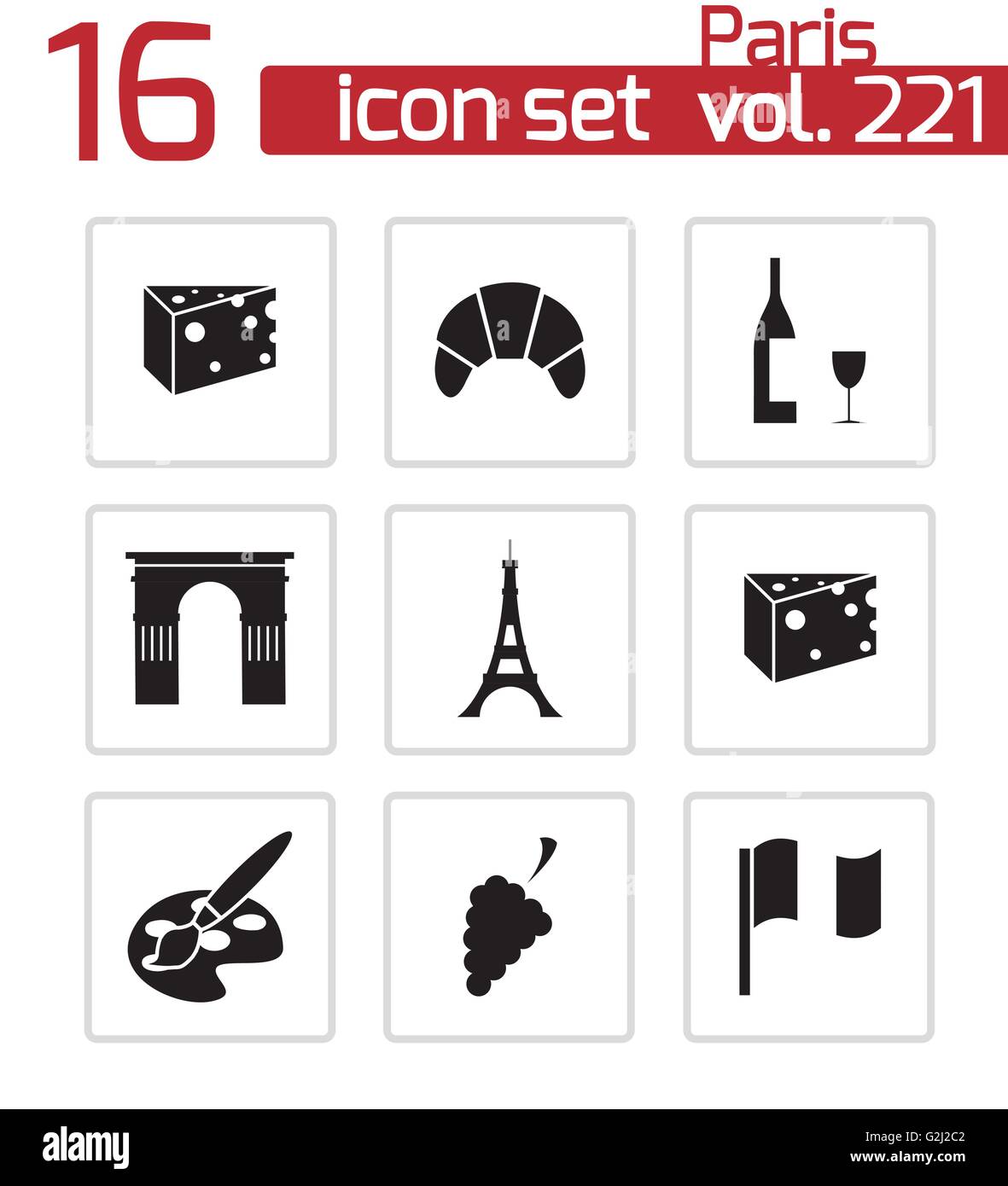 Vector black paris icons set Stock Vector Image & Art - Alamy