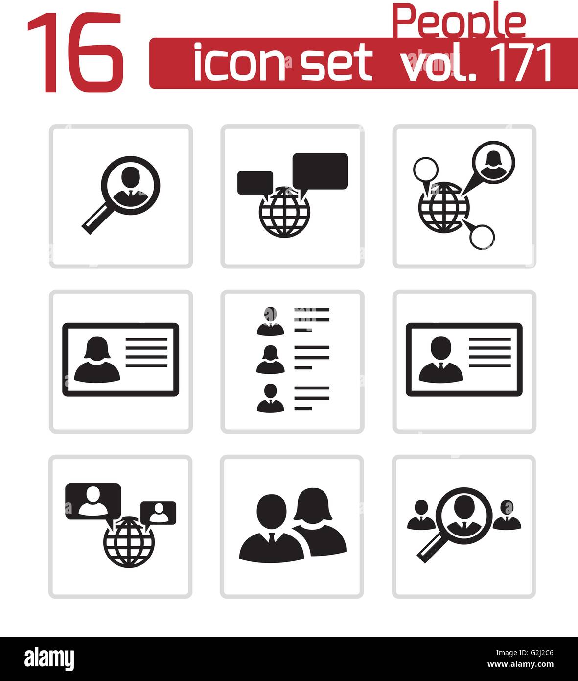 Vector black people search icons set Stock Vector Image & Art - Alamy