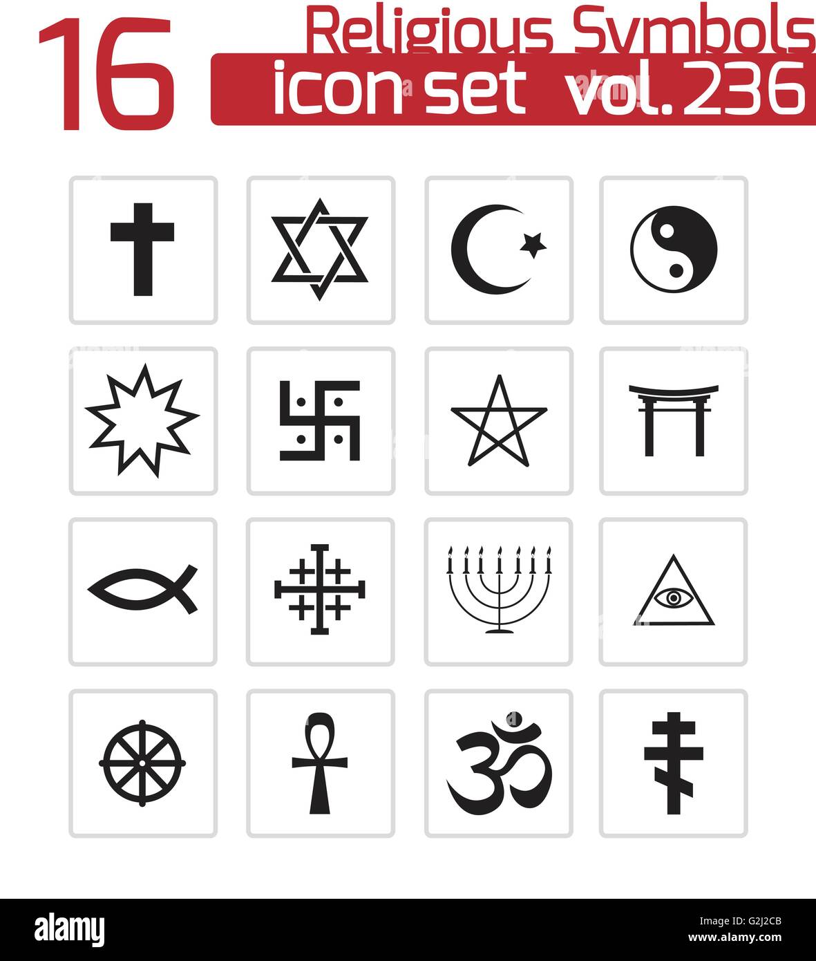 Vector black religious symbols set Stock Vector Image & Art - Alamy
