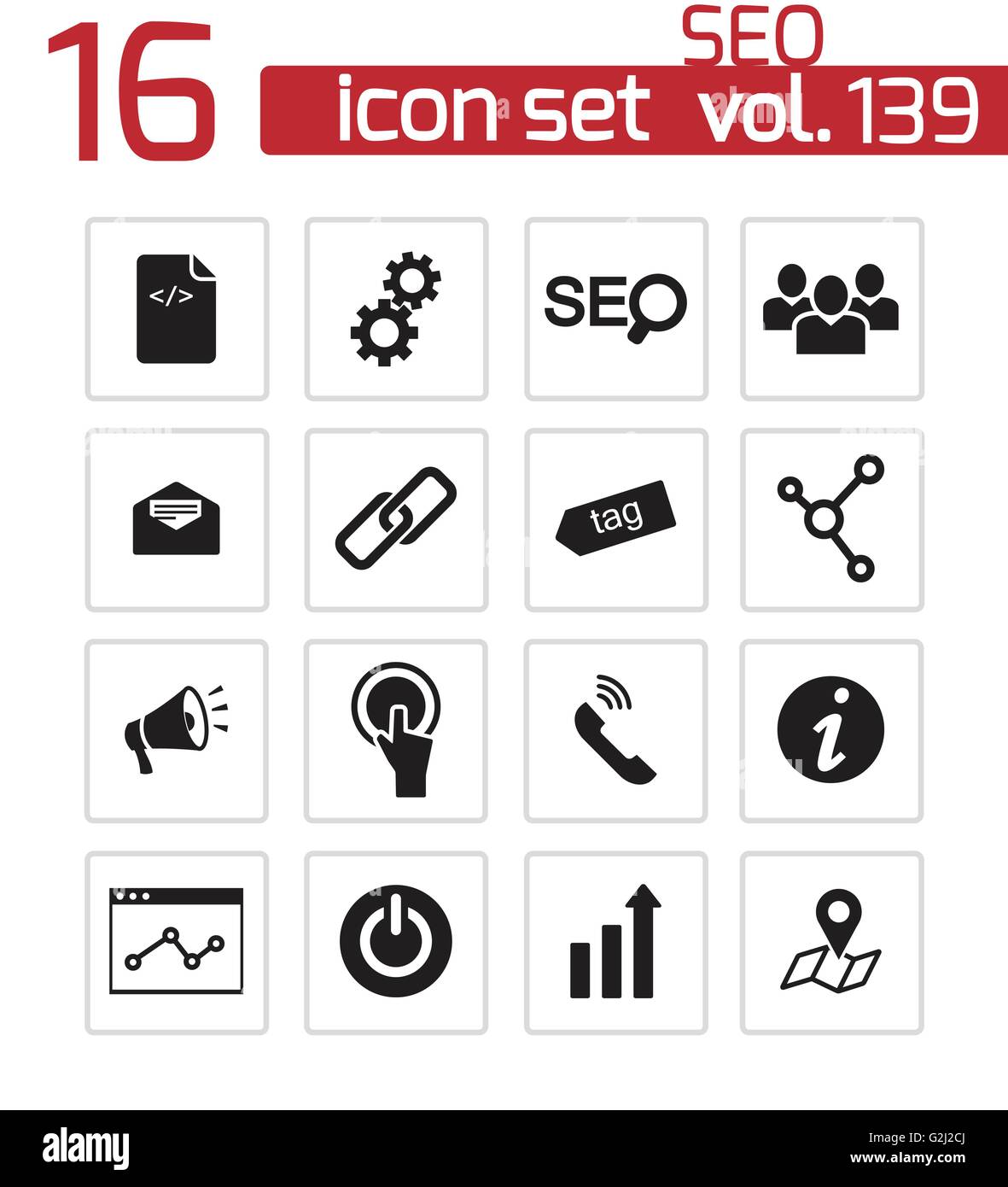 Vector black seo icons set Stock Vector Image & Art - Alamy