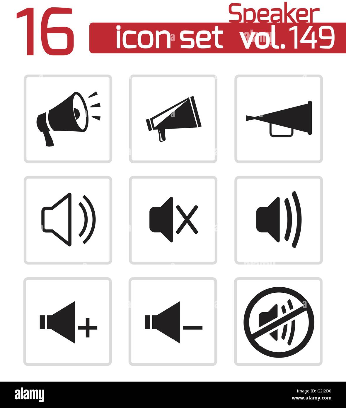 Vector black speaker icons set Stock Vector Image & Art - Alamy