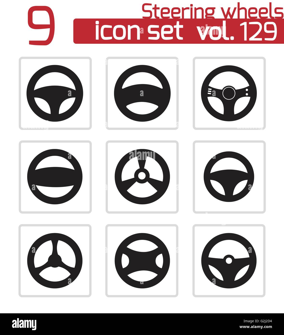 Vector black Steering wheels icons set Stock Vector Image & Art - Alamy